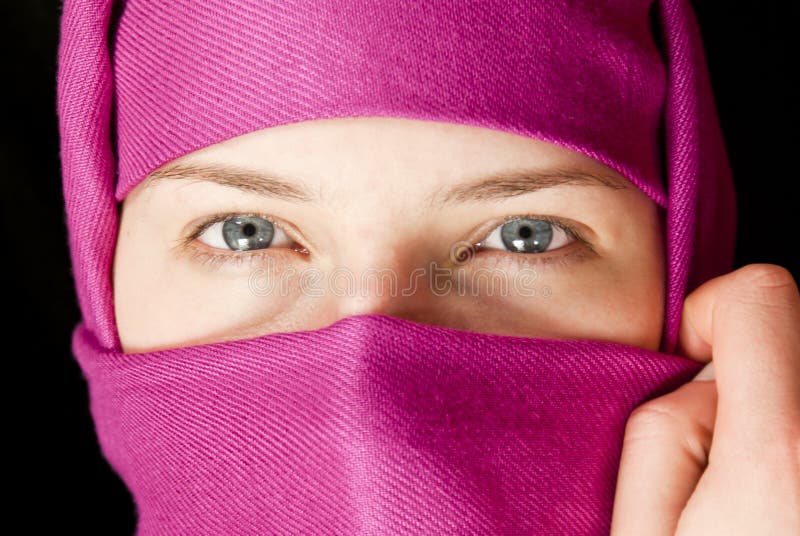 Caucasian Girl Muffled in a Shawl Stock Photo - Image of covering ...
