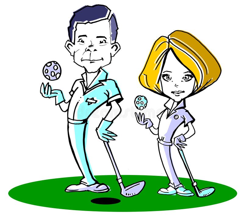 Golfer Couple Cartoon stock illustration. Illustration of game - 20200665