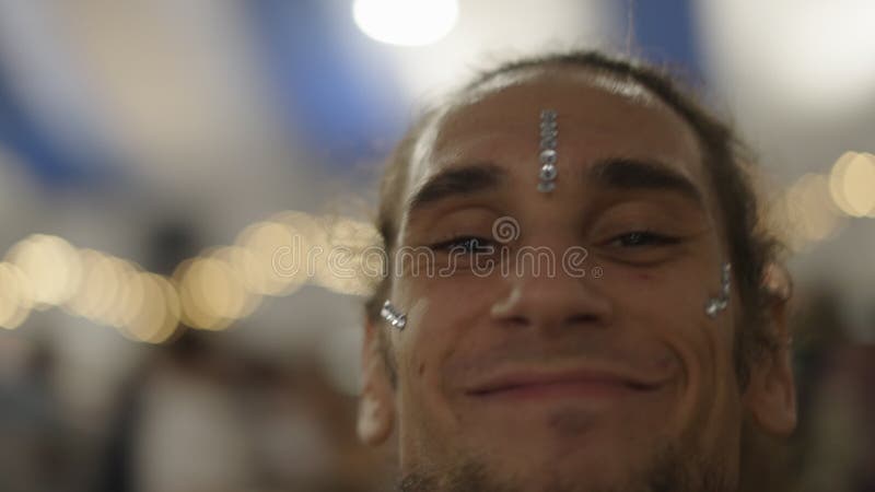 Caucasian Guy Smiling and Staring at the Camera while Dancing Stock ...