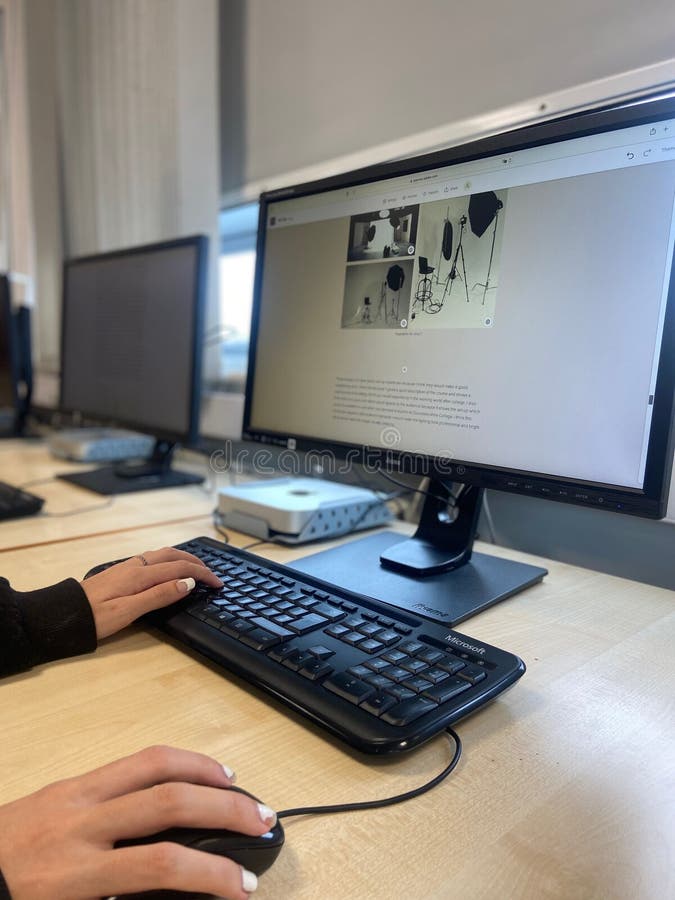 Caucasian Hands Working on a Computer Stock Image - Image of mouse ...