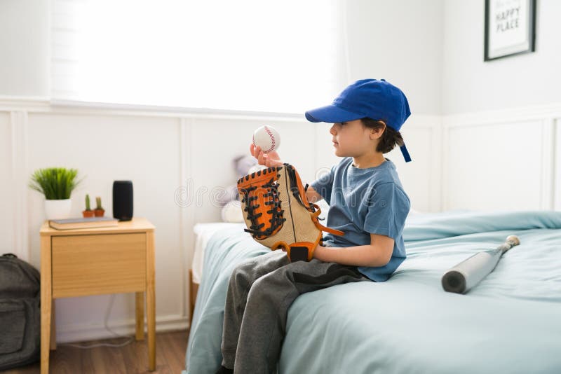 Caucasian Kid Ready for Baseball Practice Stock Image - Image of smile ...