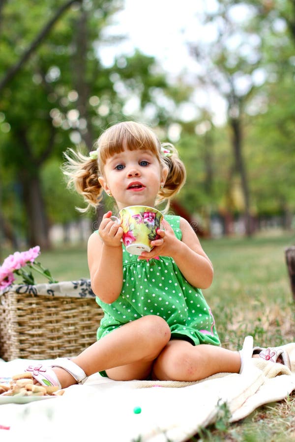 Caucasian Little Girl Eating Sweets Stock Photo - Image of happiness ...
