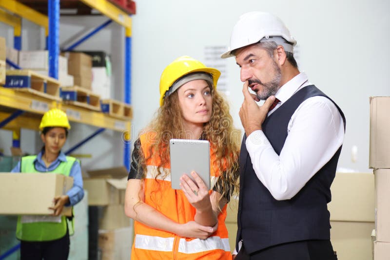 Caucasian Male Boss with His Female Store Manager in Full Safety ...
