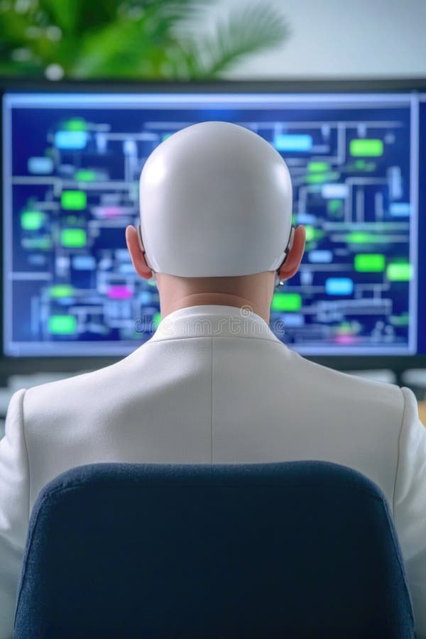 Caucasian Male Engineer in White Analyzing Complex Circuit Diagram on ...