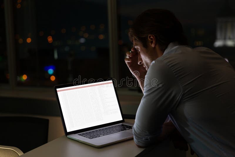 Caucasian Male Programmer Sitting at Desk, Using Laptop with Copy Space ...