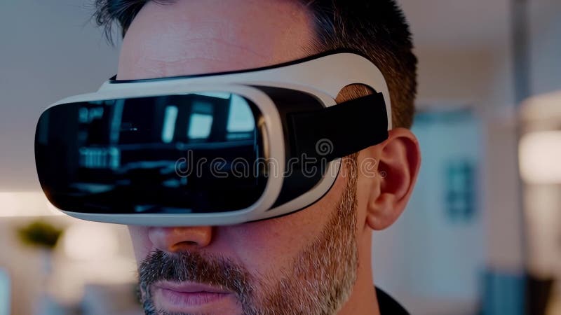 AI Man uses VR headset stock video. Video of advanced - 385133777