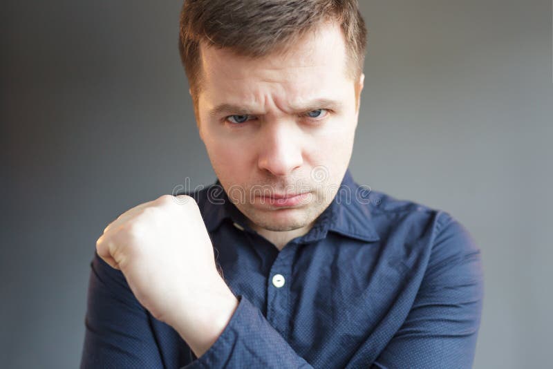 Caucasian Man with Angry Mood Stock Image - Image of closeup, beauty ...