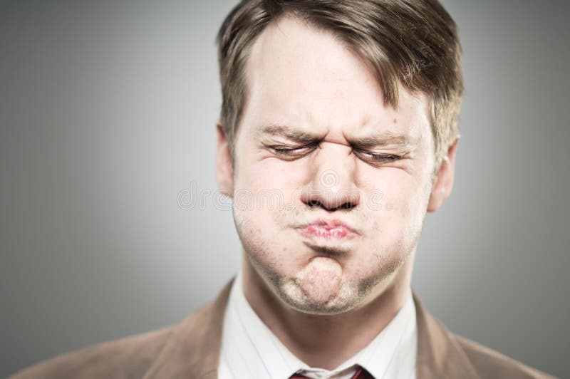 Caucasian Man Pouting Expression Portrtait Stock Image - Image of ...