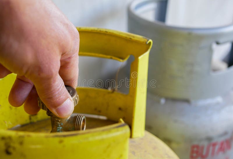 Caucasian Man Hand Opening the Valve on Gas Tank Stock Photo - Image of ...