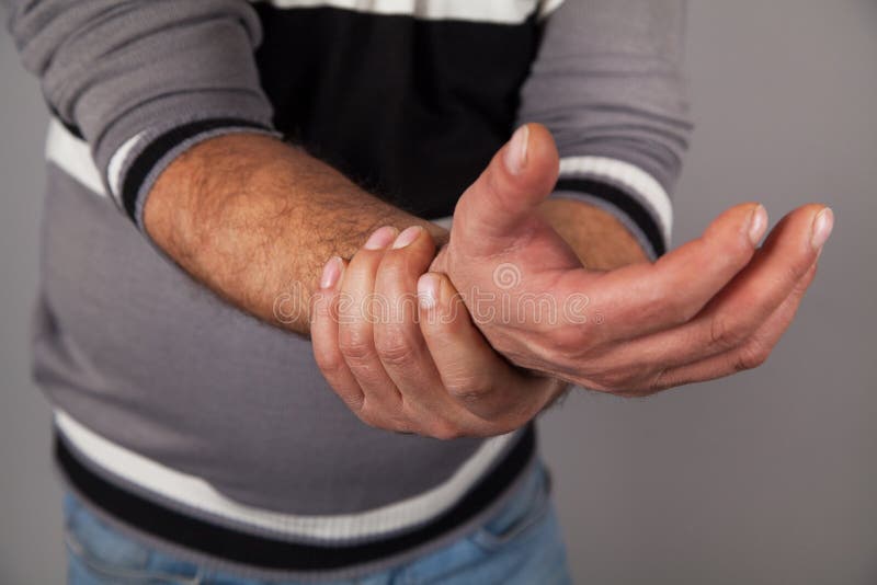 Caucasian Man with Hand Pain Stock Image - Image of swelling, healthy ...