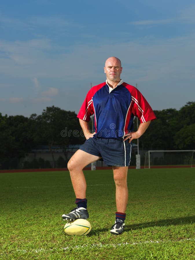 Caucasian Man with His Rugby Ball Stock Image - Image of australian ...