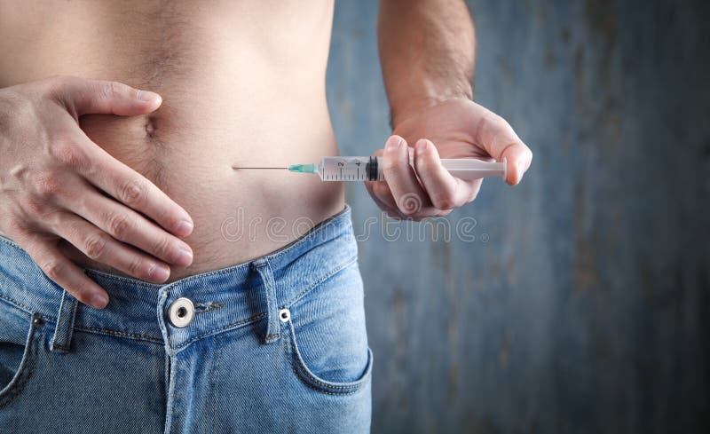 Caucasian Man Injecting Insulin in Belly Stock Photo - Image of care ...