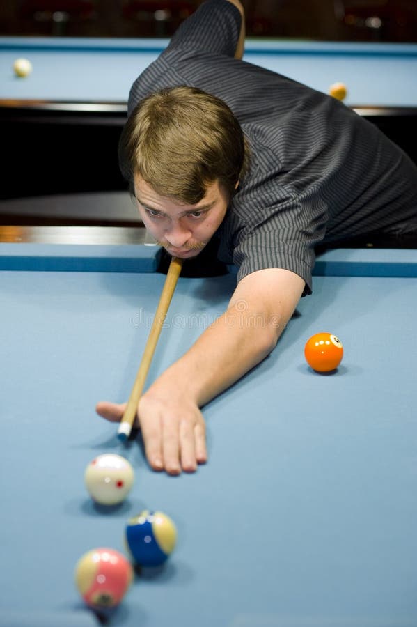 Caucasian man playing pool stock photo. Image of game - 11631128