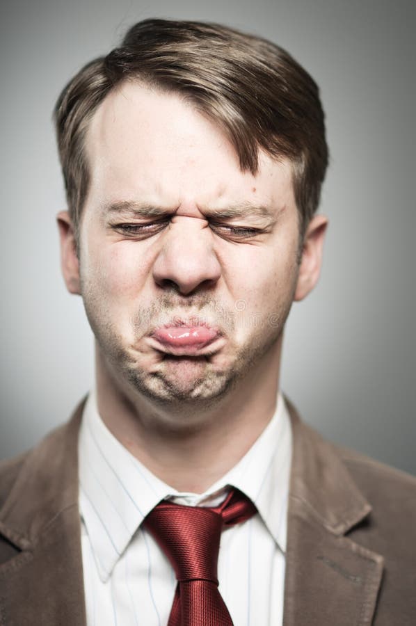 Caucasian Man Pouting Expression Portrtait Stock Image - Image of ...