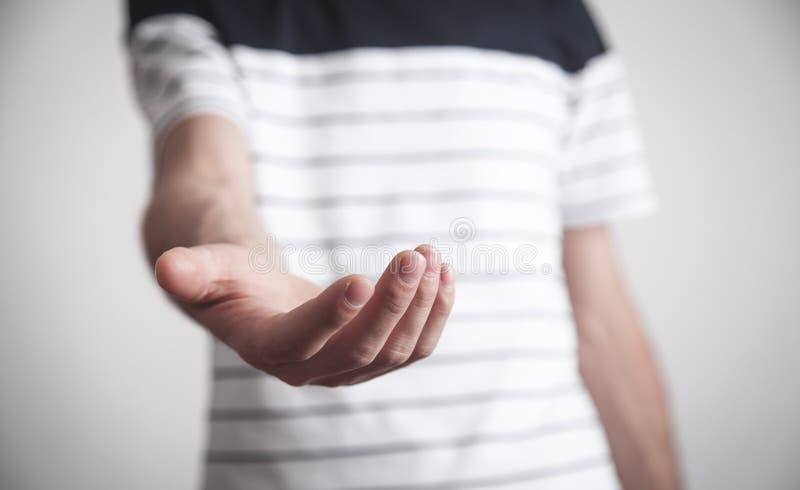 Caucasian Man Showing Empty Hand Stock Image - Image of concept ...