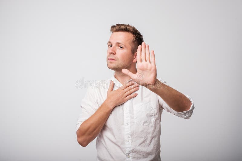 A Man Shows the Hands Stop Timeout. Stock Photo - Image of portrait ...