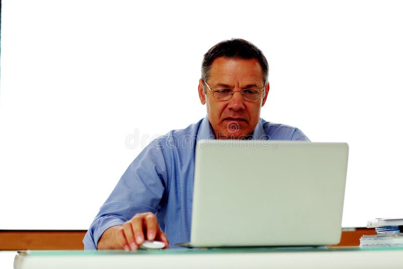 Caucasian Man Working on His Laptop Computer Stock Image - Image of ...