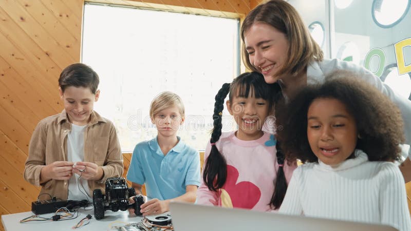 Caucasian Teacher Praised Student while Looking at Learner Work ...