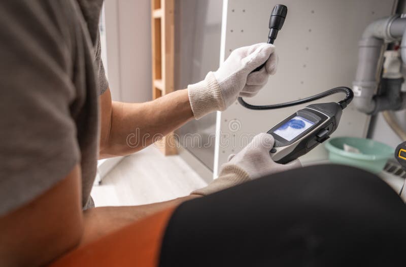 Technician with Gas Detector in His Hands Stock Image - Image of ...
