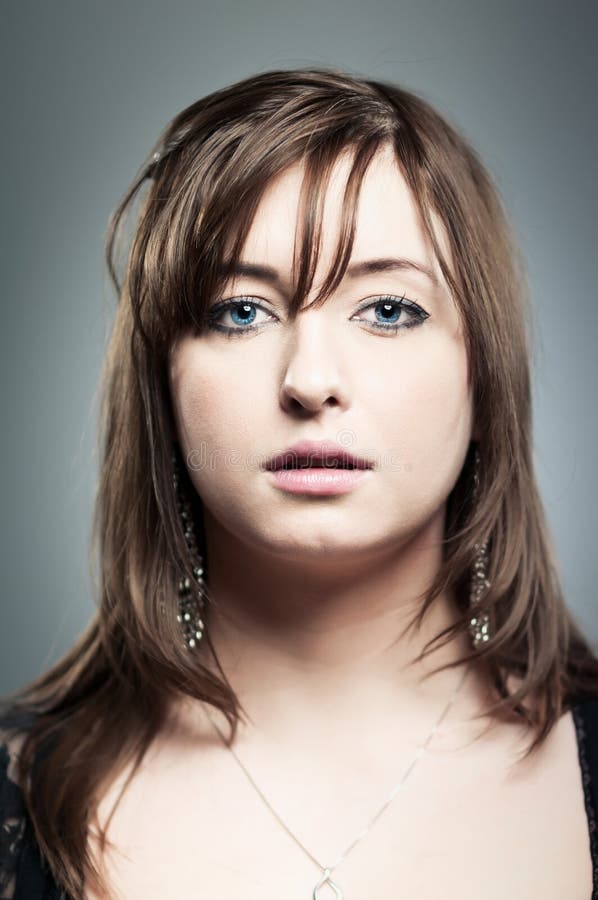 Caucasian Woman Blank Expression Portrait Stock Photo - Image of studio ...