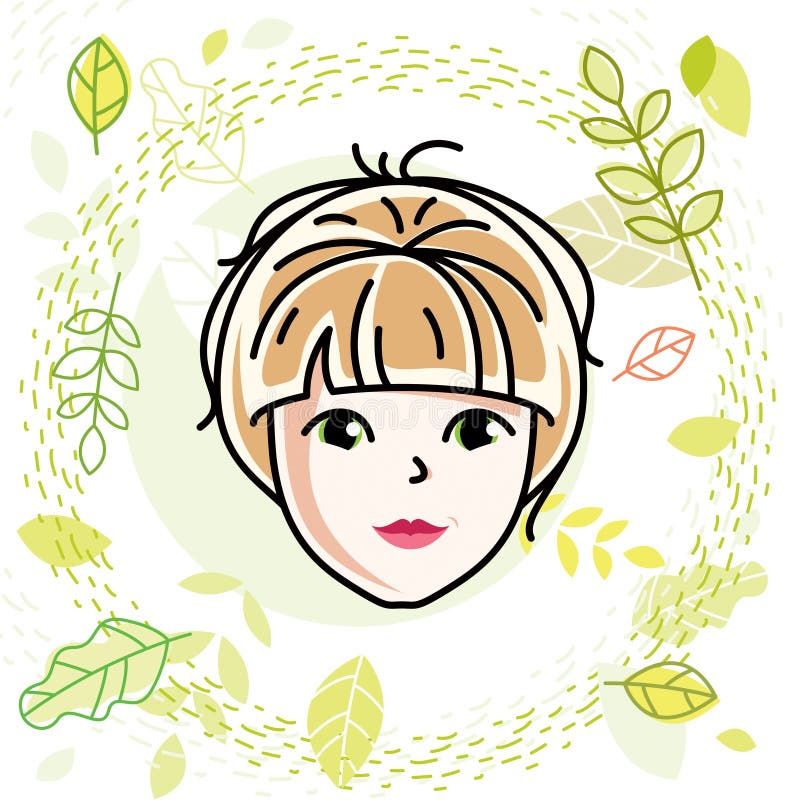 Caucasian Woman Face Vector Human Head Illustration Attractive Stock