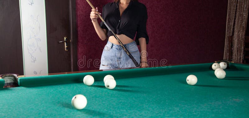 Caucasian Young Girl Playing Billiards Stock Image - Image of depth, circle: 273874635