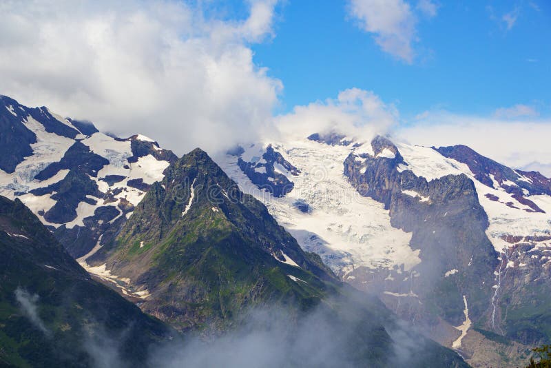 The Caucasus Mountains. Mountain Peaks in Summer. Stock Image - Image ...