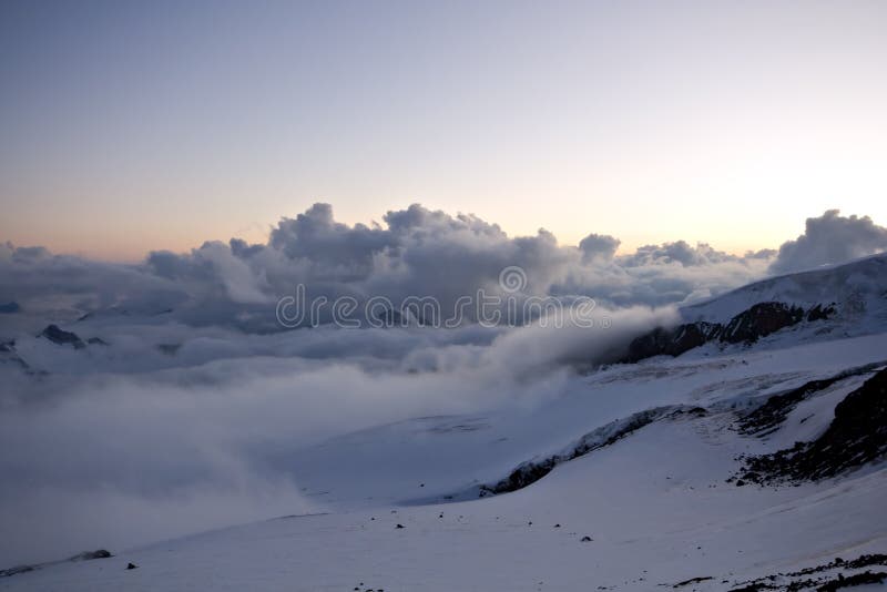 Caucasus Mountains at Sunset. Stock Image - Image of north, purple ...