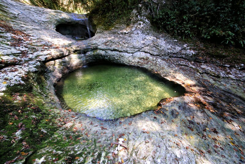 The gorge Three cauldrons stock image. Image of green - 146917465