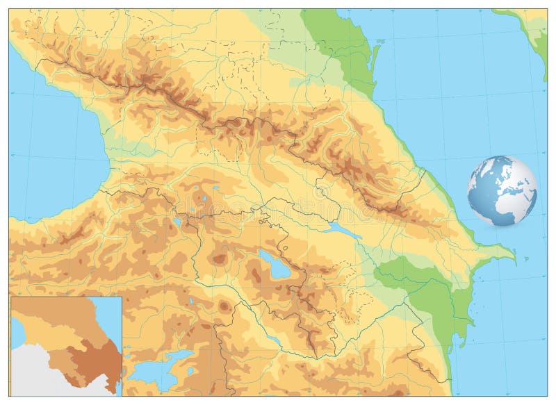 Caucasus Physical Map. No Text Stock Vector - Illustration of physical ...
