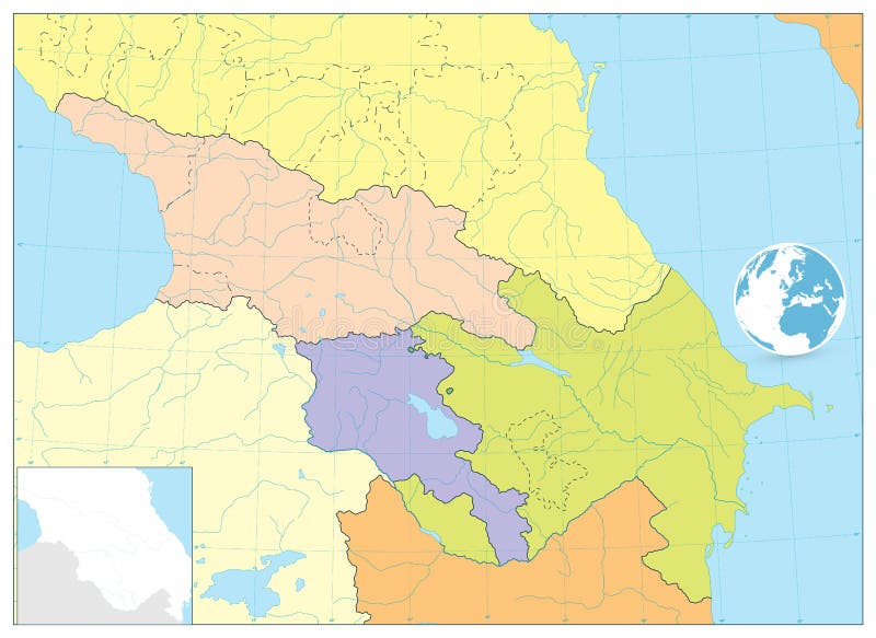 Caucasus Political Map. No Text Stock Vector - Illustration of nation ...