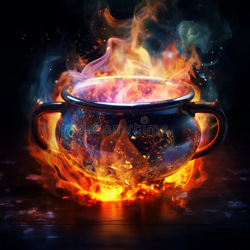 A Cauldron Bubbled Over the Fire Generative AI Stock Illustration ...