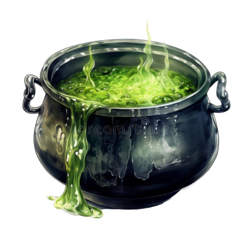 A Cauldron Filled with Bubbling Green Potion, Spilling Over the Rim ...