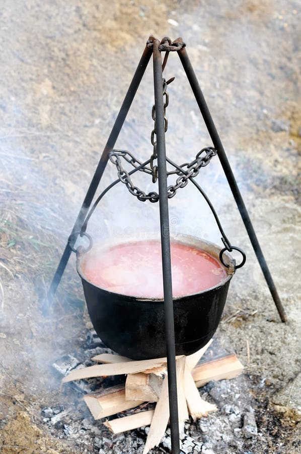 Cauldron on the fire stock photo. Image of black, iron - 13666928