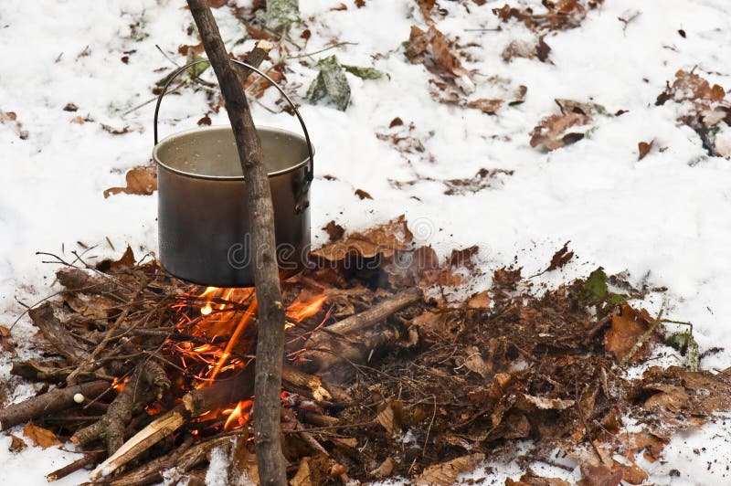 Cauldron on fire stock photo. Image of nature, smoke - 28257924