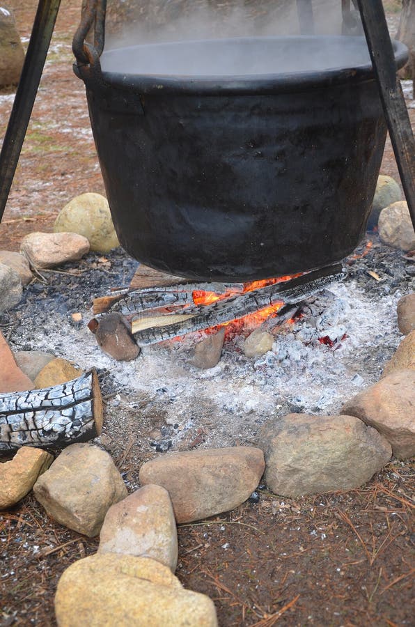 Cauldron on fire stock image. Image of rock, boiling - 29664645