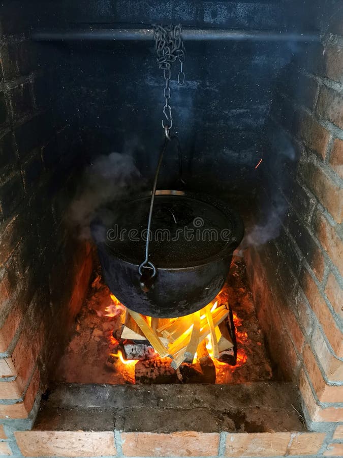 Cauldron and fire stock photo. Image of dish, delicious - 212494144
