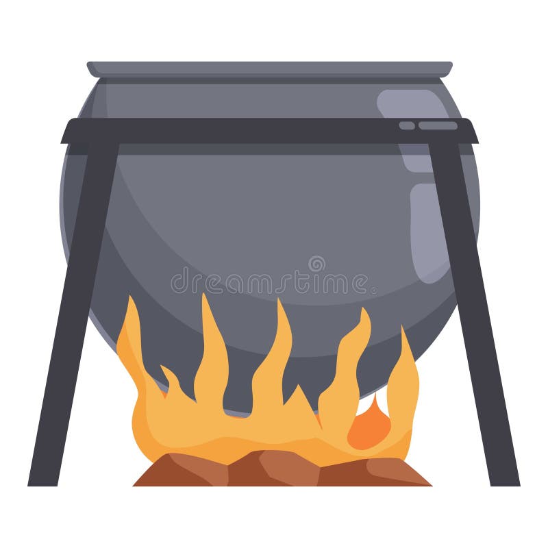 Cauldron on Fire Icon Cartoon Vector. Sorcery Potion Stock Vector ...