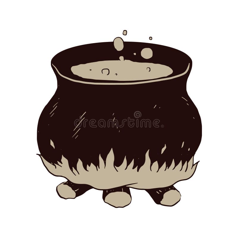 Cauldron on Fire. Vector Illustration Decorative Design Stock Vector ...