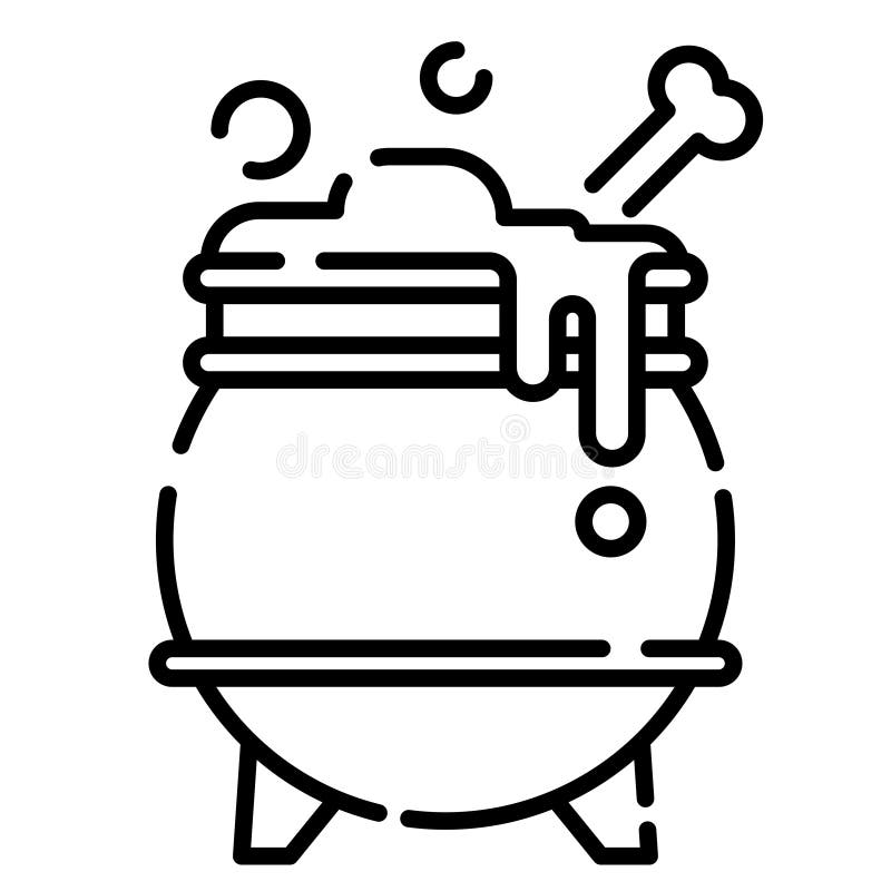 Cauldron Line illustration stock vector. Illustration of horror - 127438657
