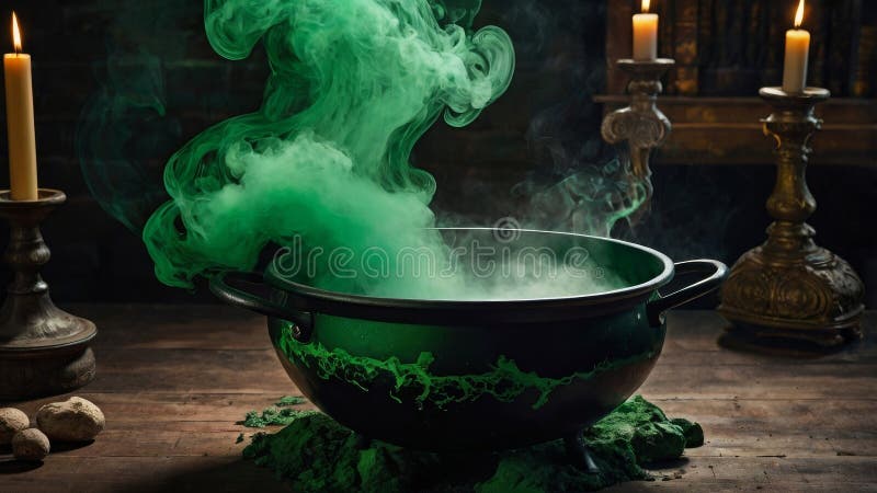 A Cauldron with Green Smoke Rising from it Stock Illustration ...