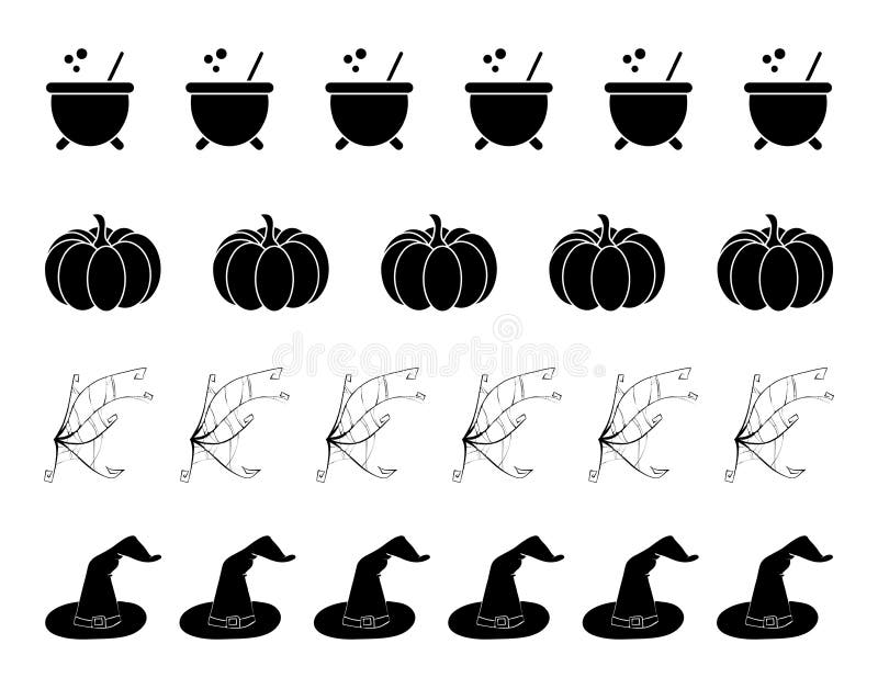 Cauldron Hat Divider and More. Halloween Border Set. Simple Vector ...