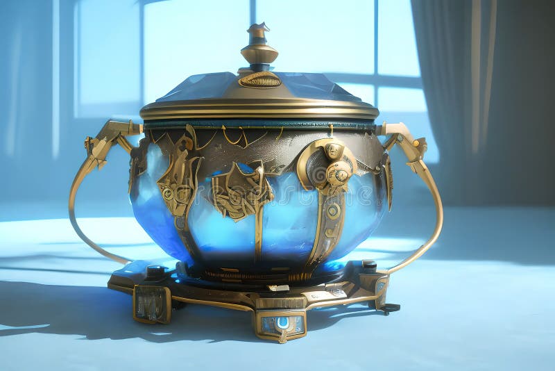 Cauldron Made from Crystals, Deep Blue Down Lighting by AI Generated ...