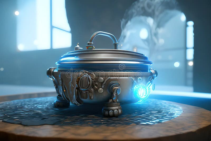 Cauldron Made from Crystals, Deep Blue Down Lighting by AI Generated ...