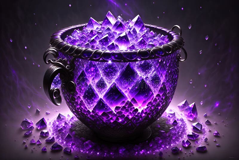 Cauldron Made from Crystals Deep Purple by AI Generated Stock ...