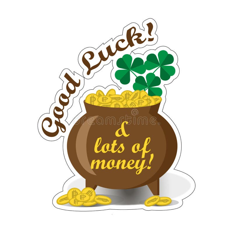 Cauldron of Money and Shamrock - St Patrick S Day Sticker Stock Vector ...