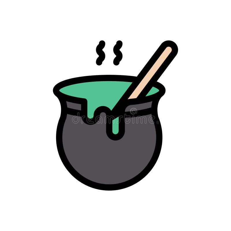 Cauldron Vector Line Colour Icon Stock Vector - Illustration of desktop ...
