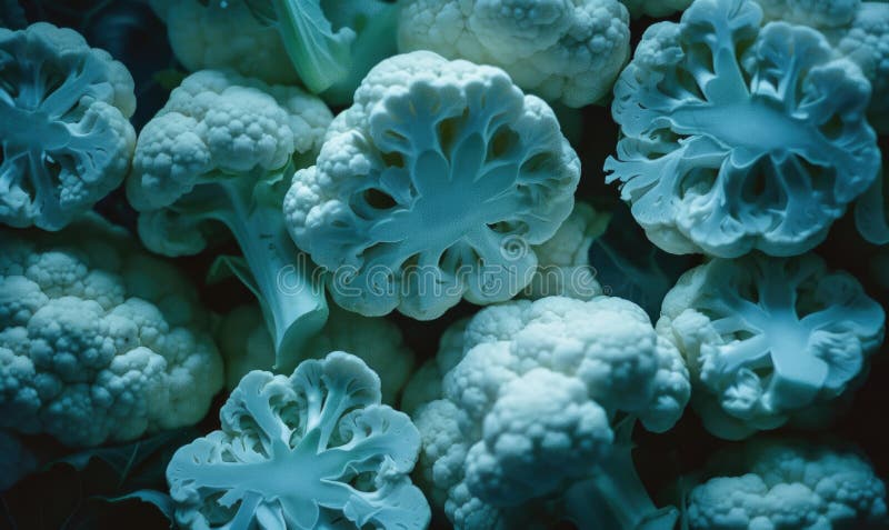 Cauliflower Background. Cauliflower in Blue Toning Stock Photo - Image ...