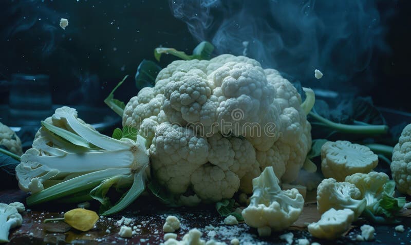 Cauliflower Background. Cauliflower in Blue Toning Stock Image - Image ...