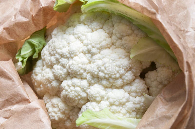 Cauliflower in a Brown Paper Bag. Environmentally Friendly Packaging ...